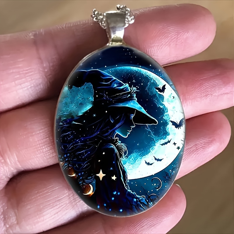 Aesthetic Creative Halloween Witch Avatar Necklace Oval - Temu United ...