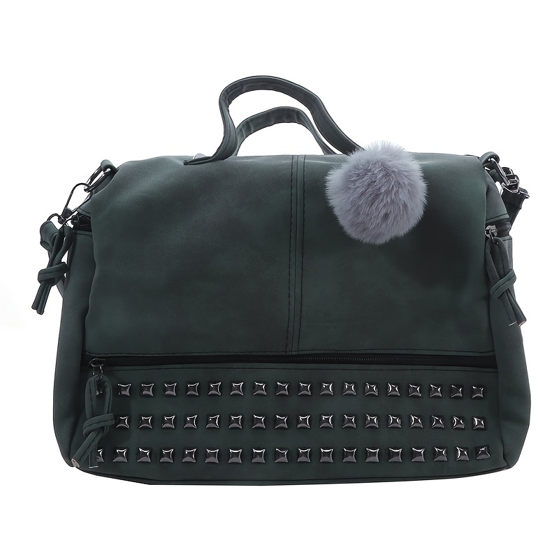 Trendy Cool Rivet Decor Tote Bag, Vintage Multi-pocket Motorcycle Bag ...