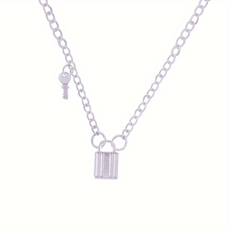 Fashion Lock Pendant Chain Necklace Punk Retro Key Couple - Temu United ...
