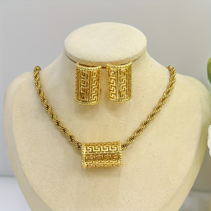 3pcs Pendientes Collar Conjunto Joyería Nupcial Tradicional - Temu Uruguay