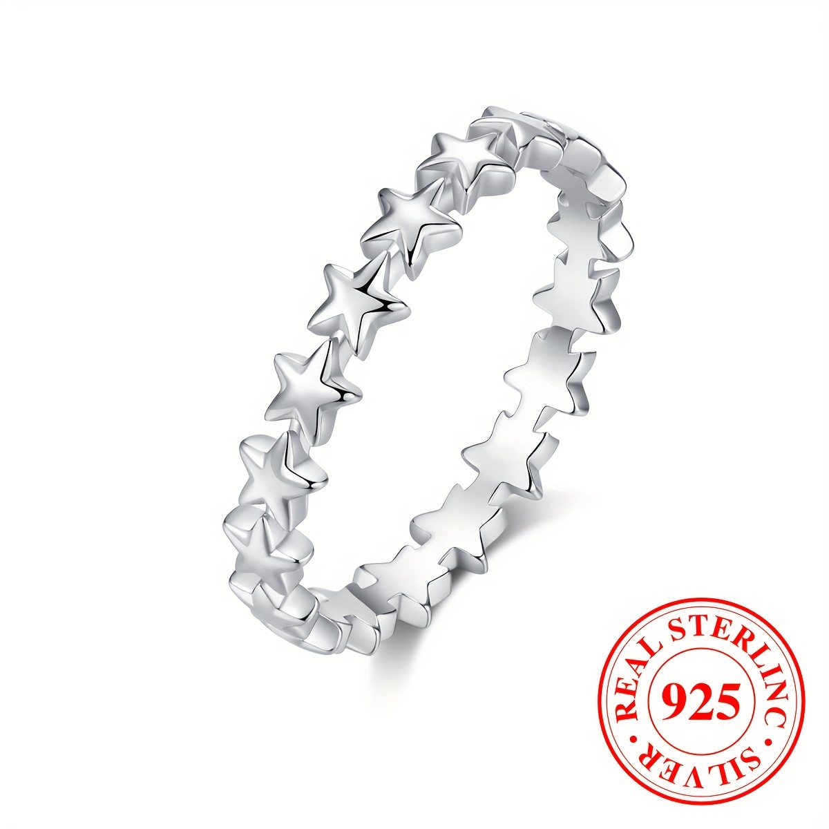 925 Sterling Silver Ring Trendy Star Design Suitable Men - Temu United ...