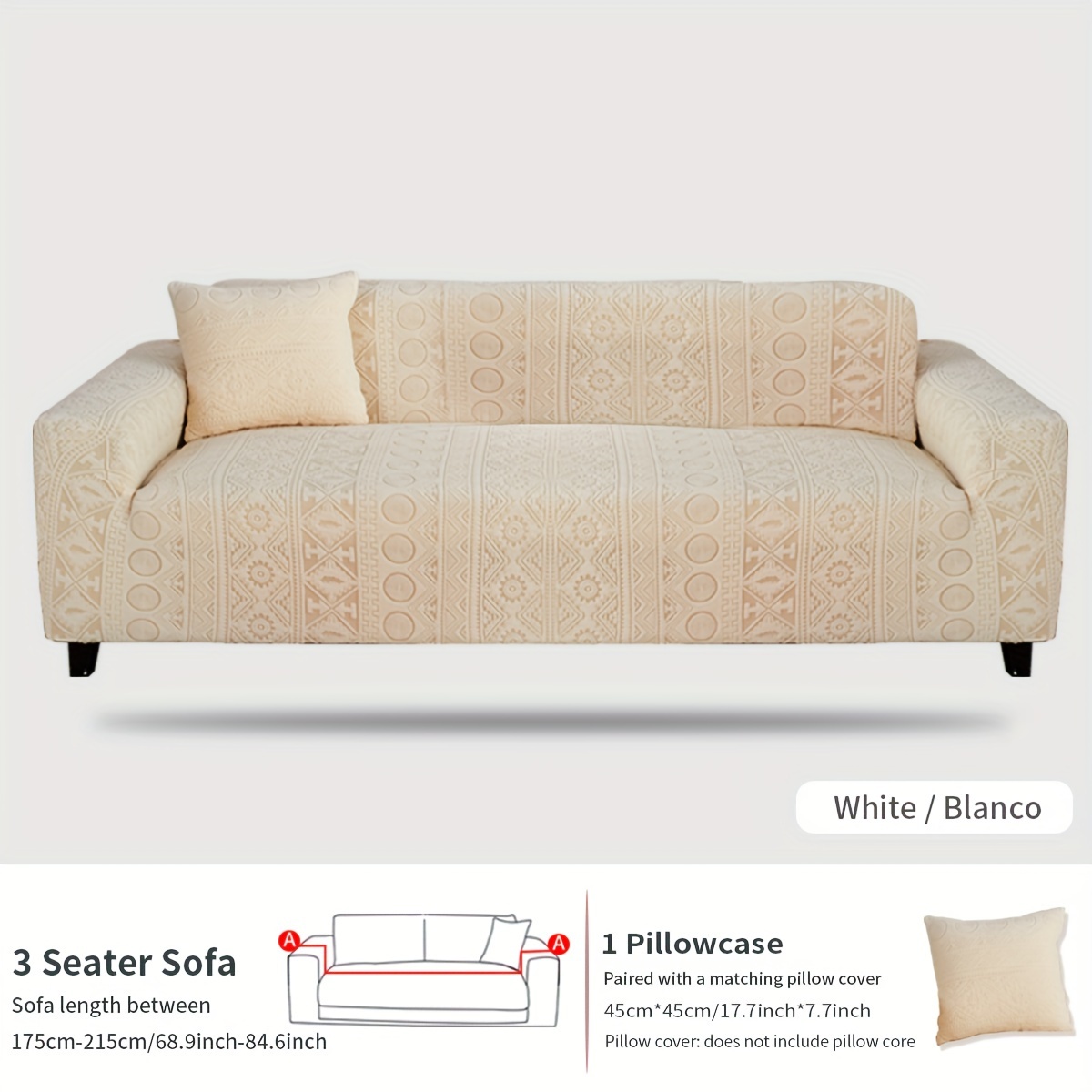 Boho Style Sofa Cover Geometric Pattern Polar Fleece Elastic - Temu ...