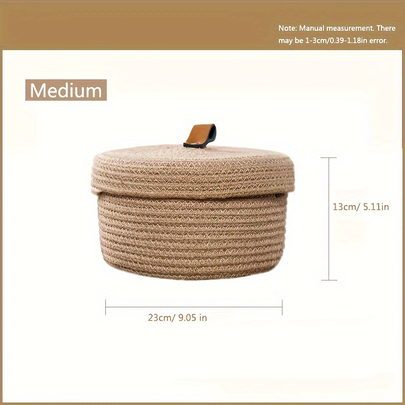 Desktop Woven Storage Basket Lid Portable Storage Box Snacks - Temu ...