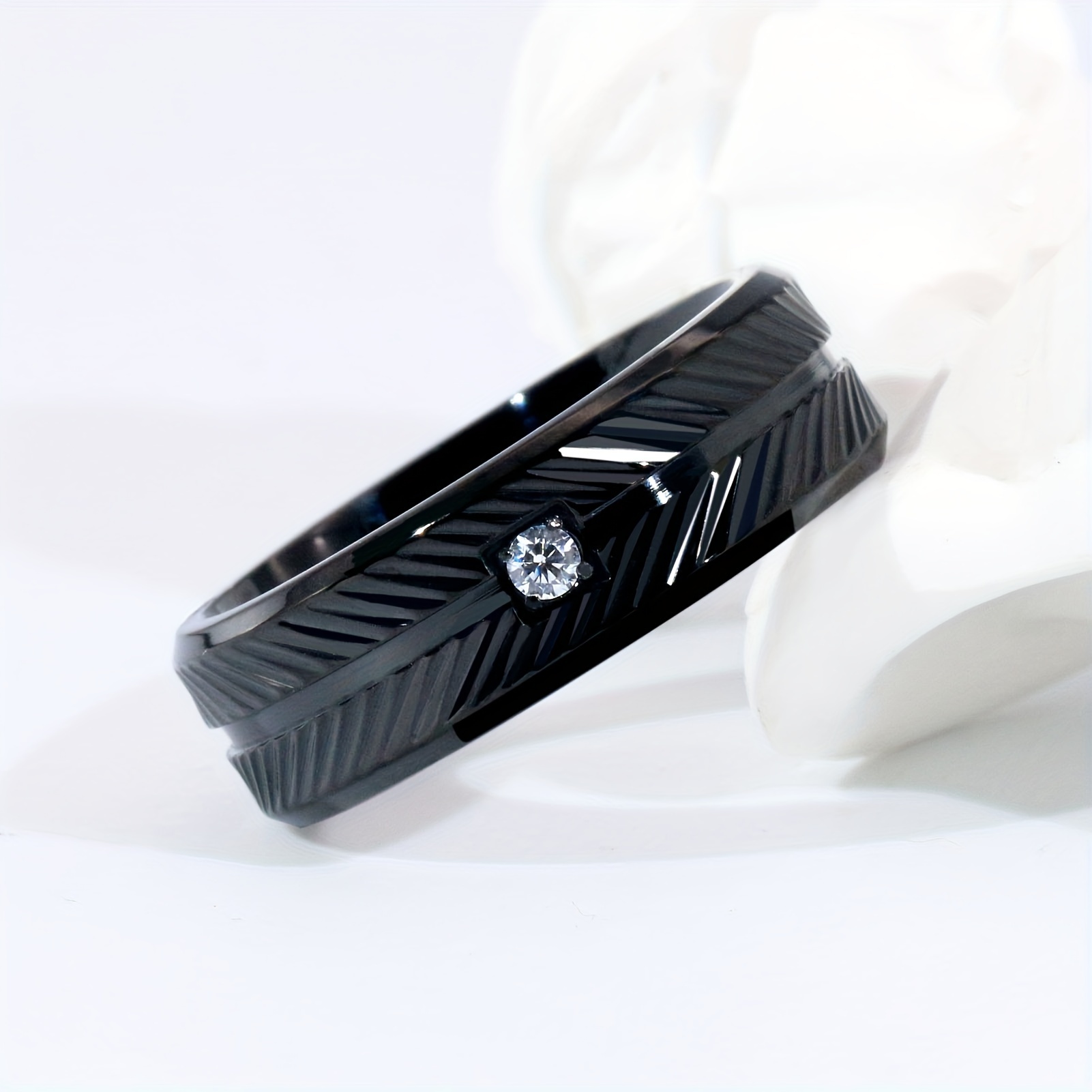 Wide Gear Pattern Ring Black Titanium Steel Men's Ring - Temu Ireland