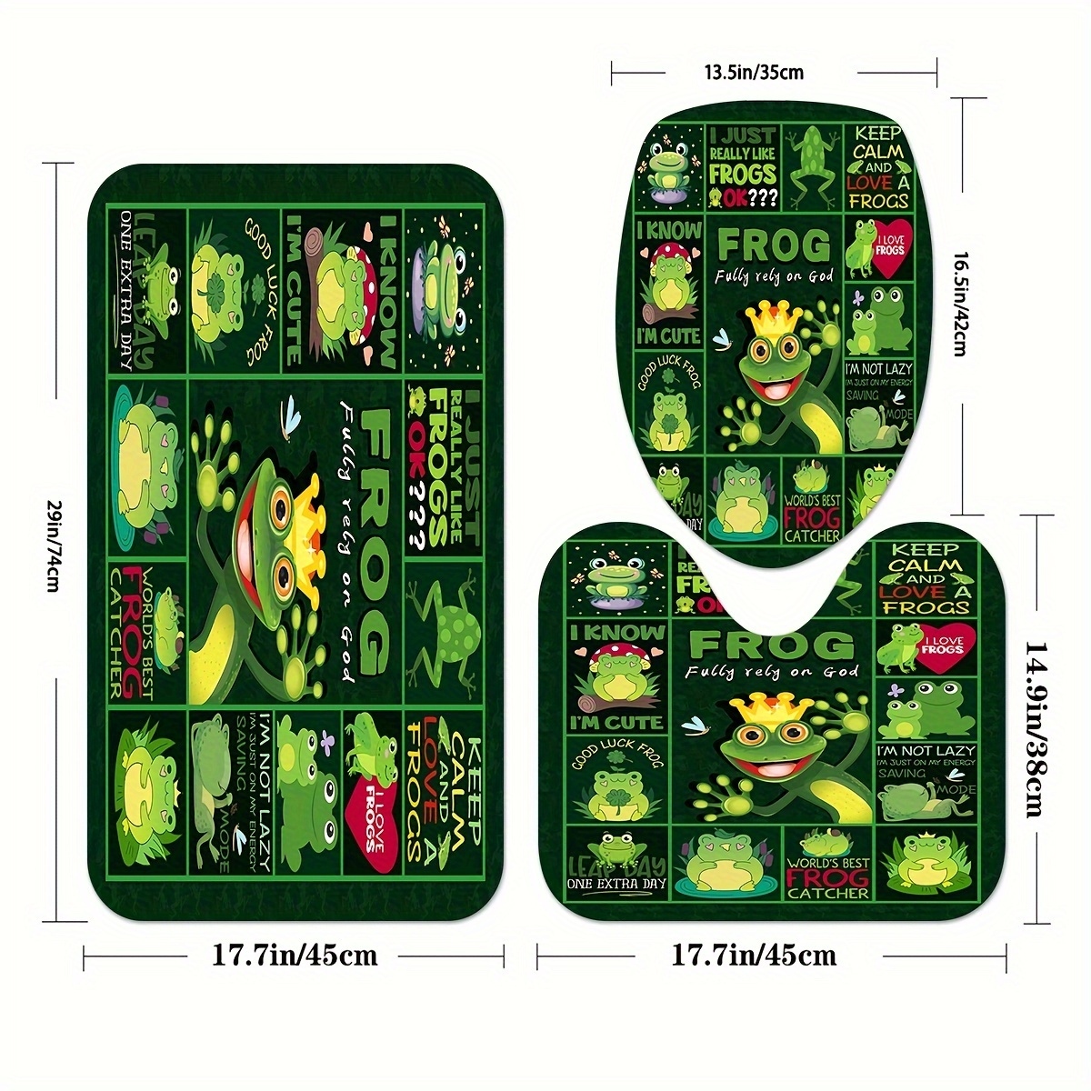 1 3 4pcs Crown Frog Printed Shower Curtain Set Waterproof - Temu United ...