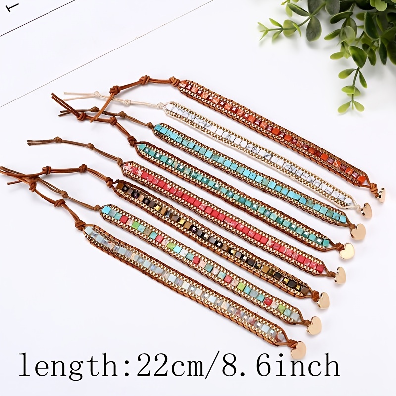 Bohemian Handwoven Stone Bracelet, Creative Ethnic Style Bracelet For ...