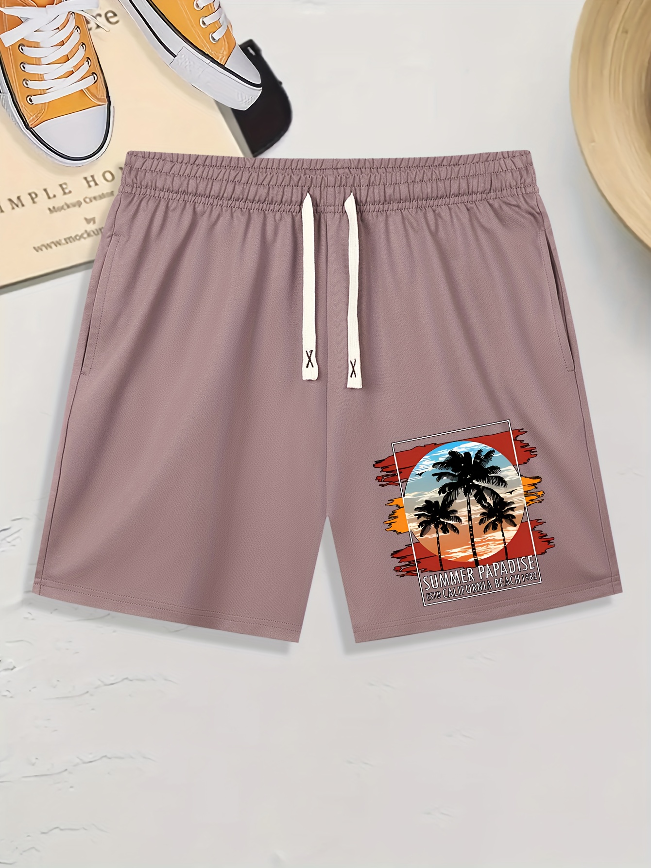 Men's Summer Paradise Graphic Shorts Casual Slightly Stretch - Temu ...