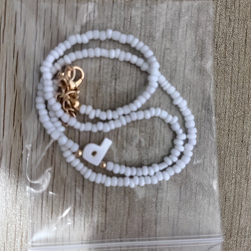 26 English Letters Natural Shell Necklace White Beads - Temu United Kingdom