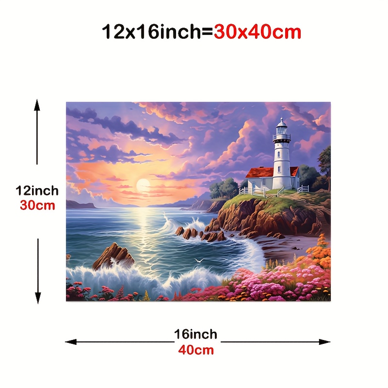 1pc Framed Landscape Canvas Print Poster Seaside Lighthouse Canvas Wall ...
