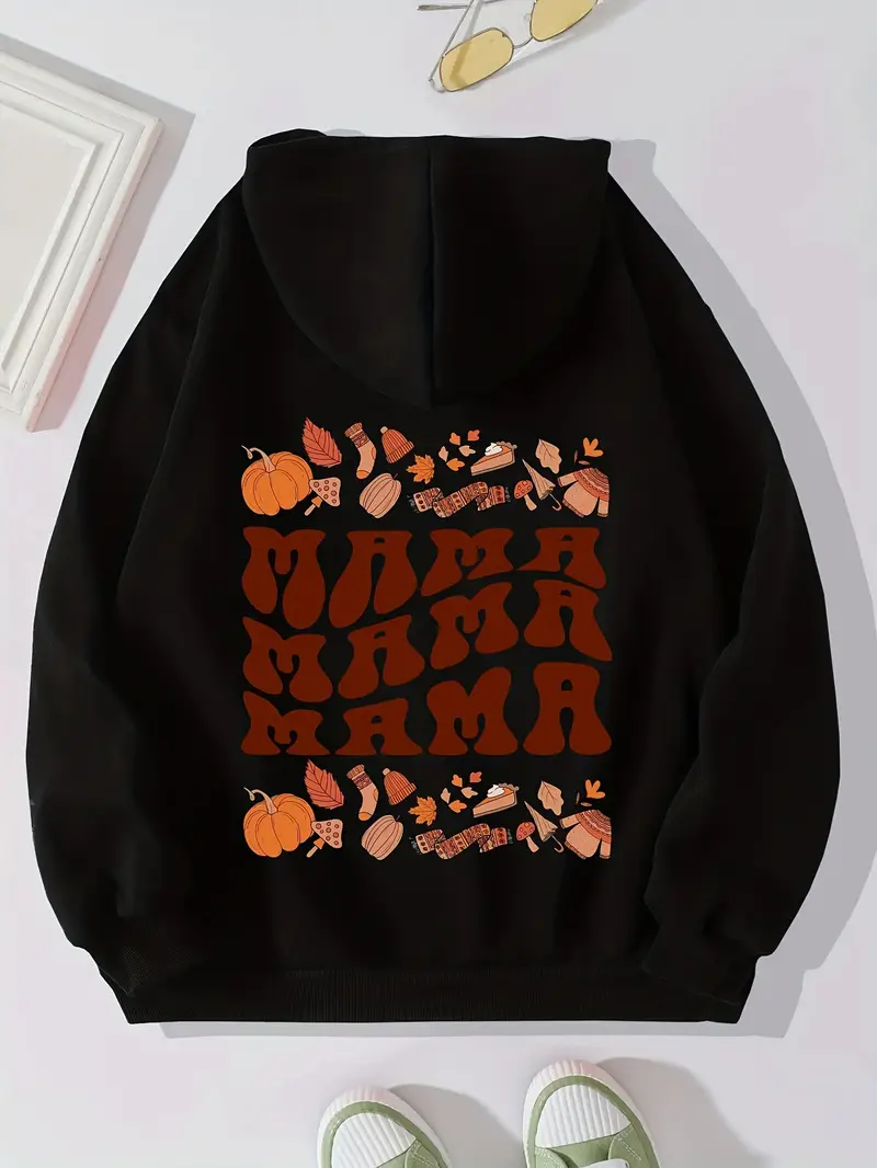 Fall Graphic Mama Print Hoodie Casual Pocket Long Sleeve Temu Canada