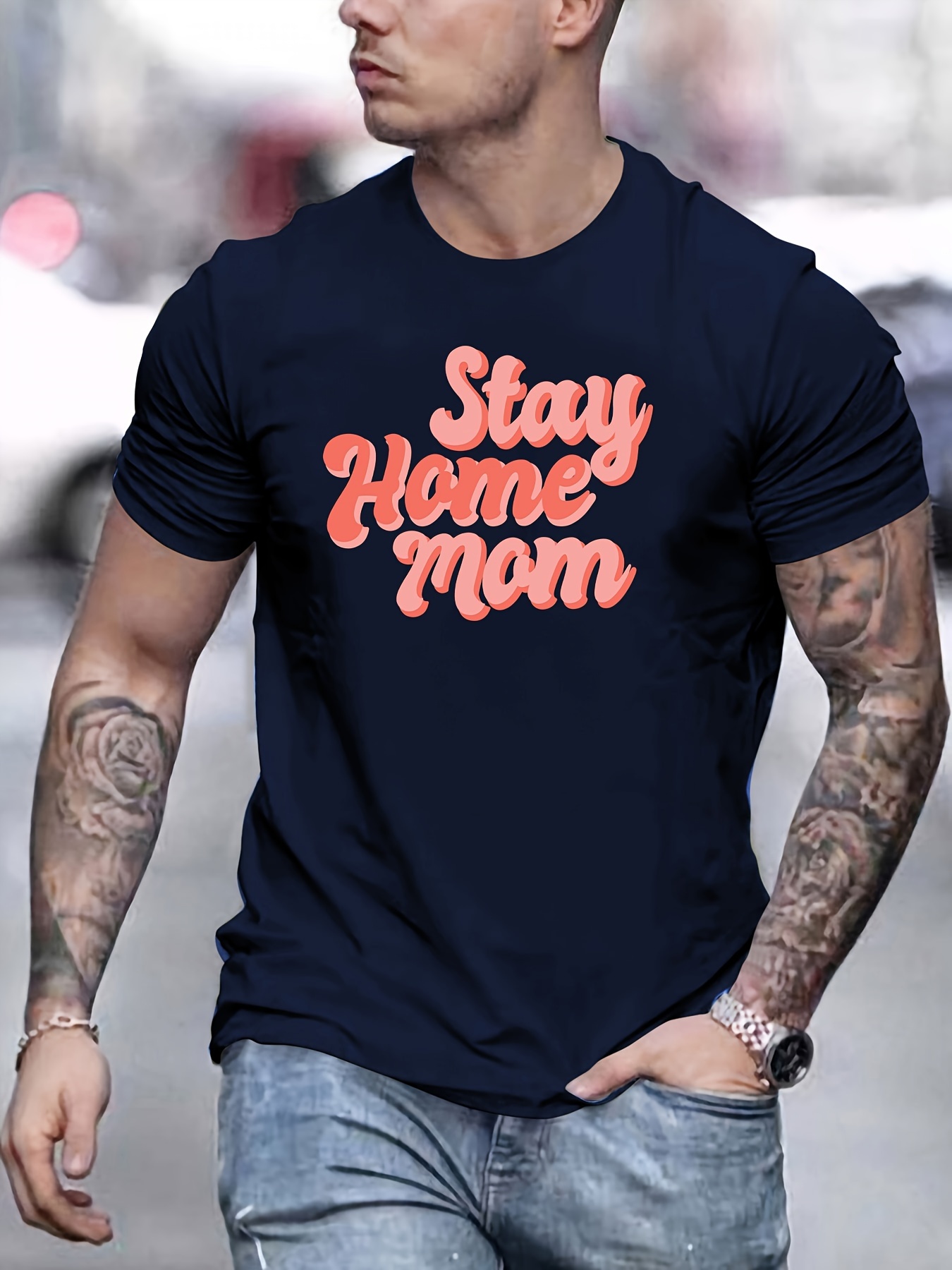 Stay Home Mom Print T Shirt Tees Men Casual Short Sleeve T - Temu Ireland