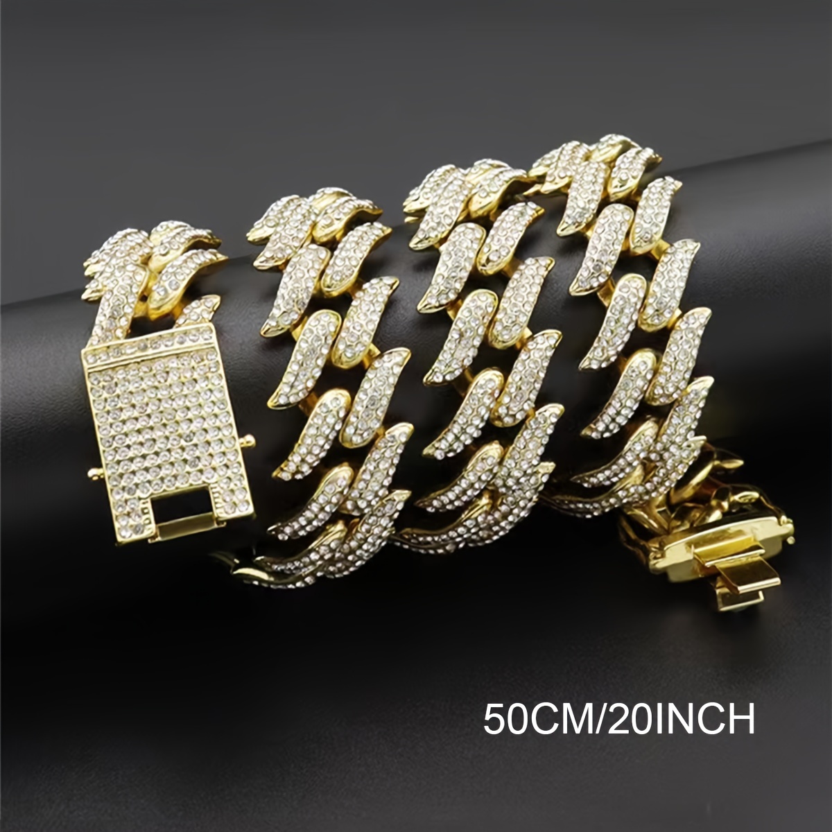 Men's Rhinestone Decor Chain Bracelet - Temu United Kingdom