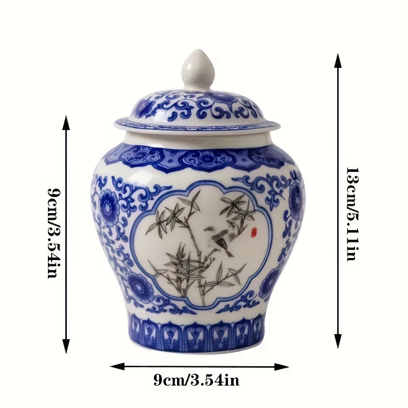 Antique Blue White Tea Cans Ceramic Tea Cans Household - Temu