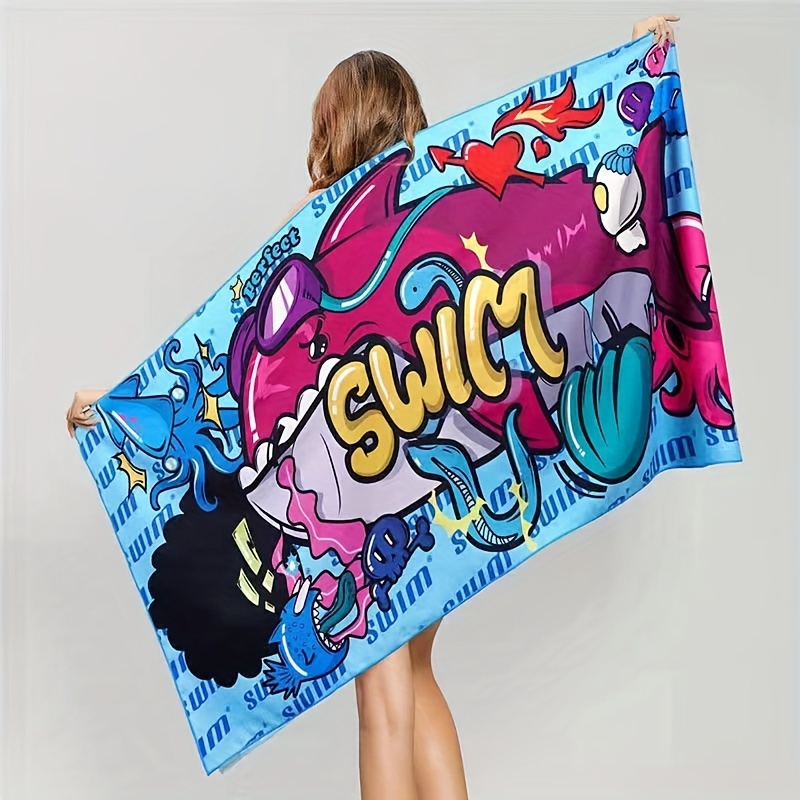 Cartoon Fish Pattern Beach Towel Microfiber Double sided - Temu Australia