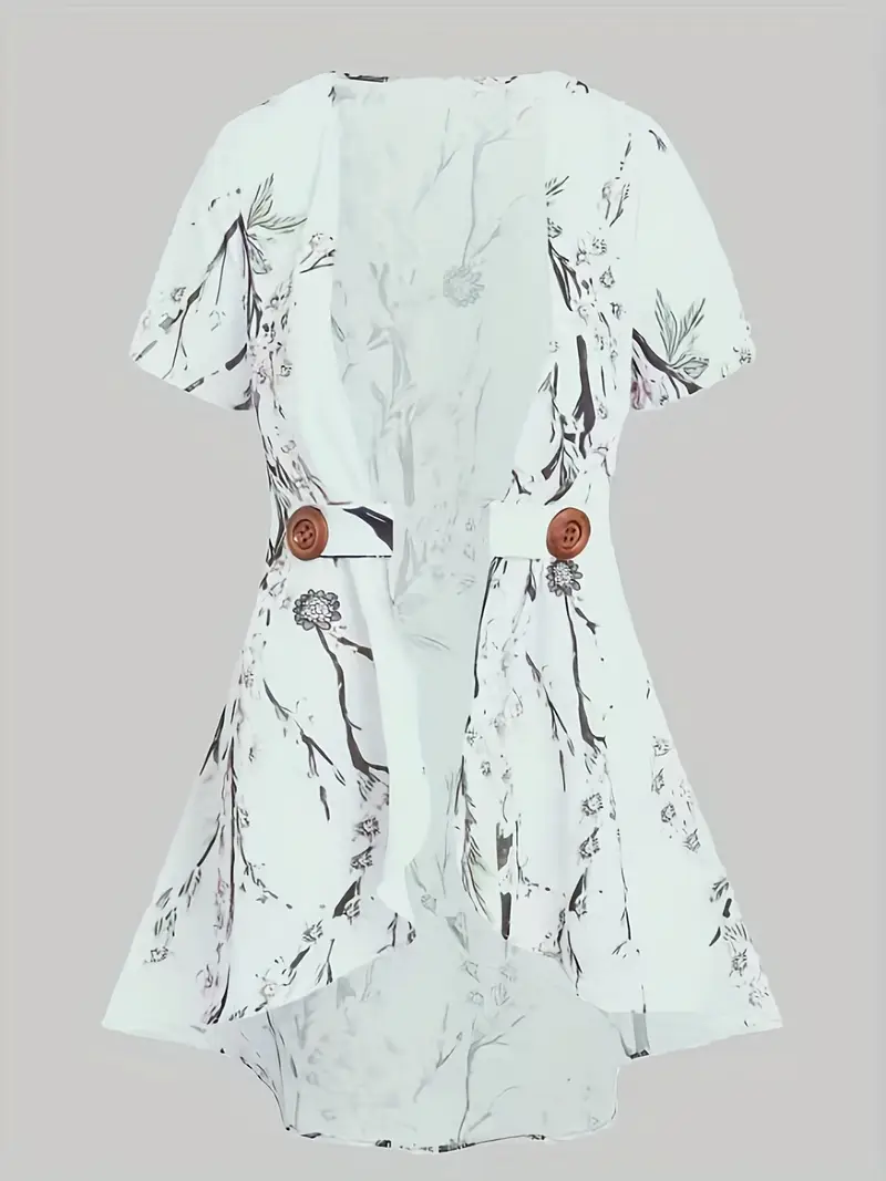Floral Print Two Piece Set Casual Tank Top Open Front Kimono Temu