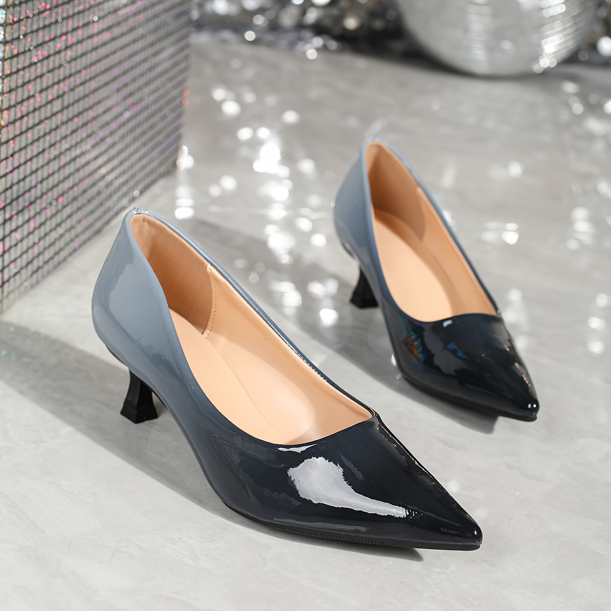 Colorblock Trendy Shoes Women S Shallow Mouth Slip High Heel Temu Canada