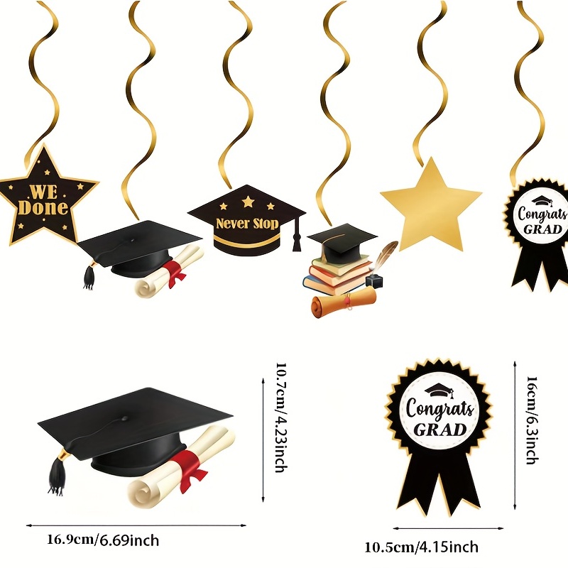 2023 Graduation Season Black Spiral Ornament - Temu United