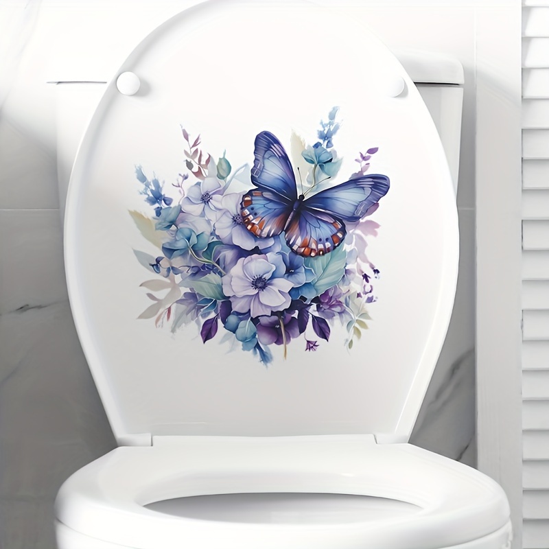 Flower Butterfly Pattern Toilet Lid Decal Creative Bathroom - Temu Canada