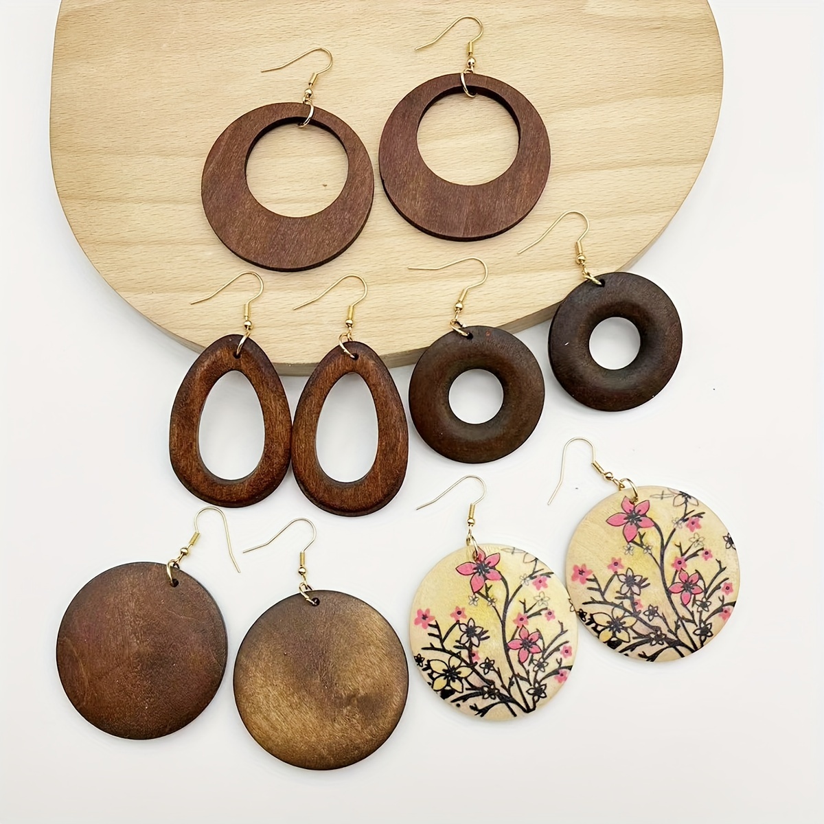 Round Shape Flower Pattern Dangle Earrings Retro Elegant - Temu Portugal