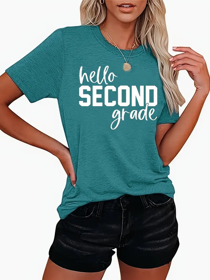 Letter Print Crew Neck T Shirt Casual Short Sleeve T Shirt Temu Canada