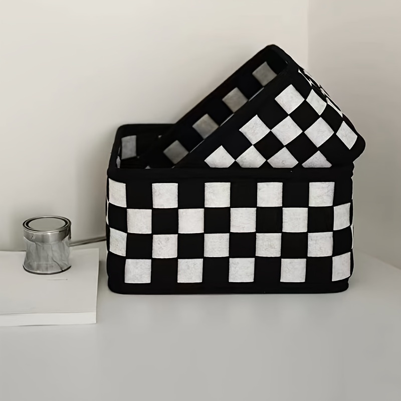 Large Capacity Storage Basket Black White Checkerboard - Temu United ...