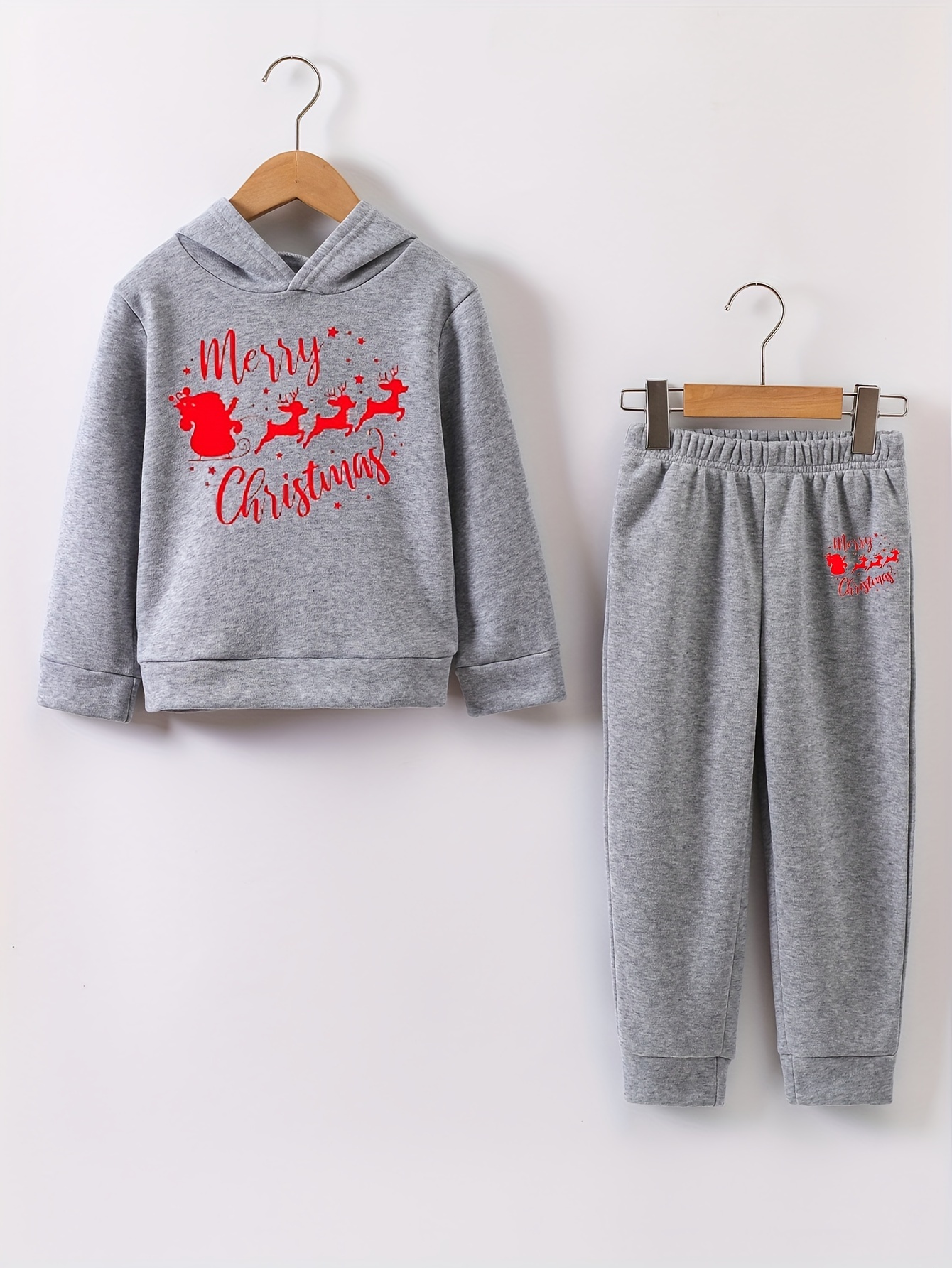 Boy's Reindeer Sleigh Print Hooded Outfit "merry Christmas" - Temu Ireland