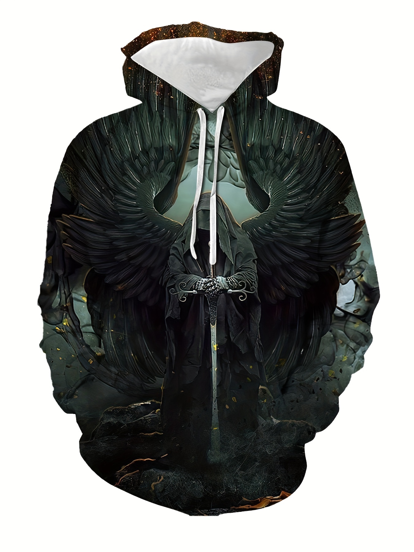 Men's Stylish Loose Dark Art Pattern Hoodie With Pockets - Temu New Zealand