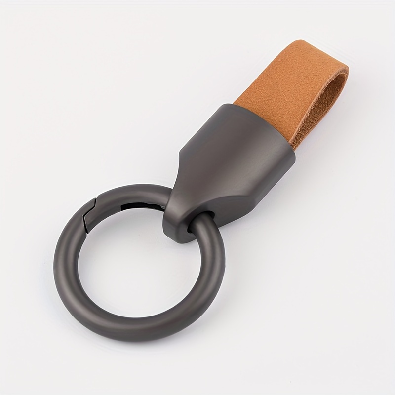 Frosted Cowhide Finger Ring Keychain For Men Metal Car Keychain Solid ...