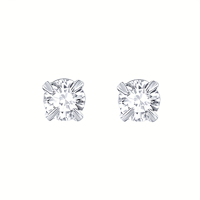 Sterling 925 Silver Hypoallergenic Ear Jewelry Shiny Zircon - Temu ...