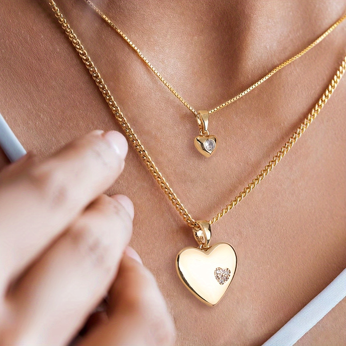 Set 2 Pezzi Collana Ciondolo A Forma Amore In Stile Classico - Temu Italy