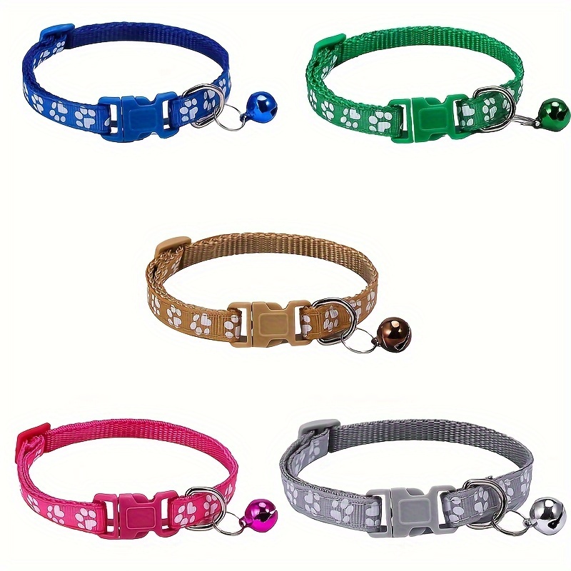 Mixed Color Cat Collar Cute Paw Print Cat Traction Leash - Temu United ...