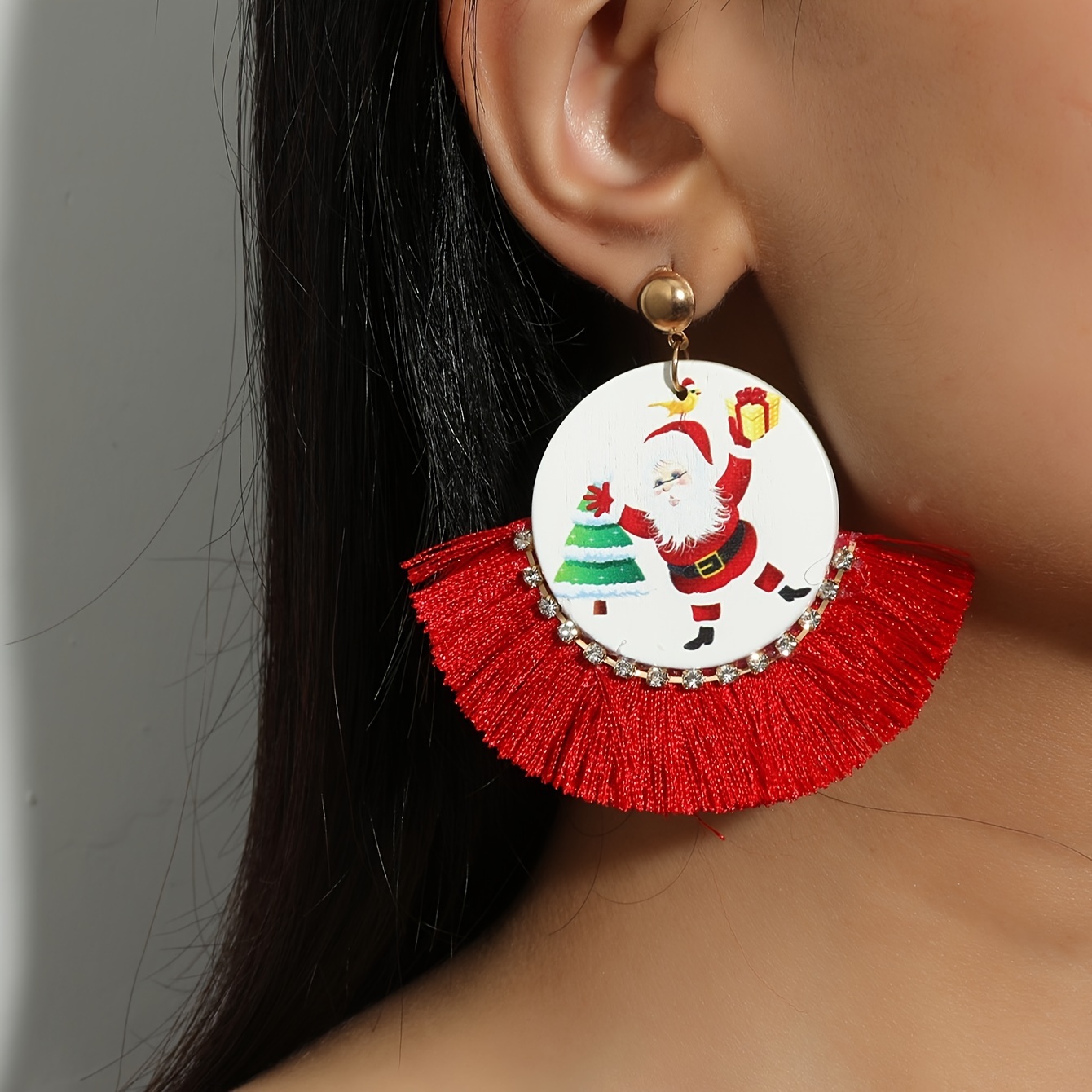 Christmas Santa Claus Print Colorful Threads Tassel Decor - Temu United ...