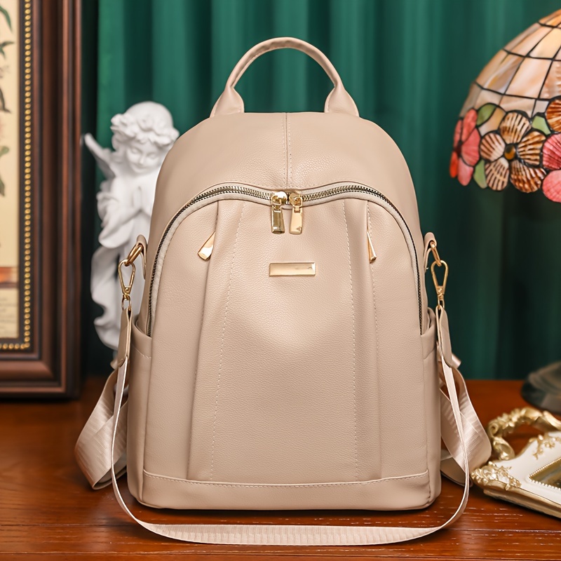 Casual Multi pocket Zipper Backpack match Solid Color - Temu Australia