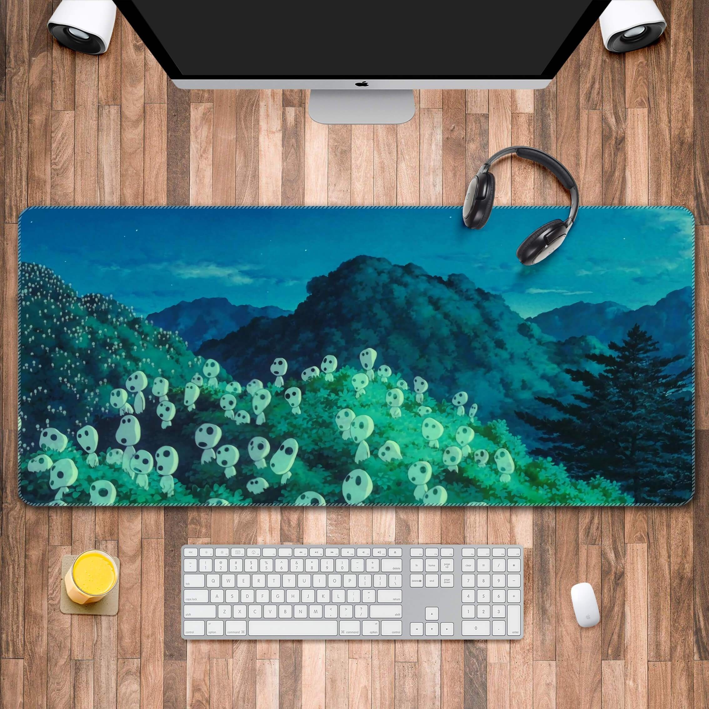 Green Anime Ghost Desk Mat Cute Landscape Gaming Mouse Pad - Temu