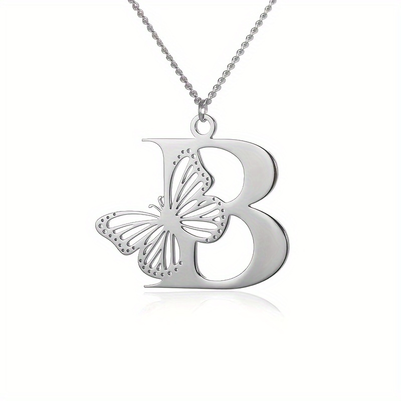 Niche Design Butterfly 26 English Letters Necklace Plated - Temu United ...