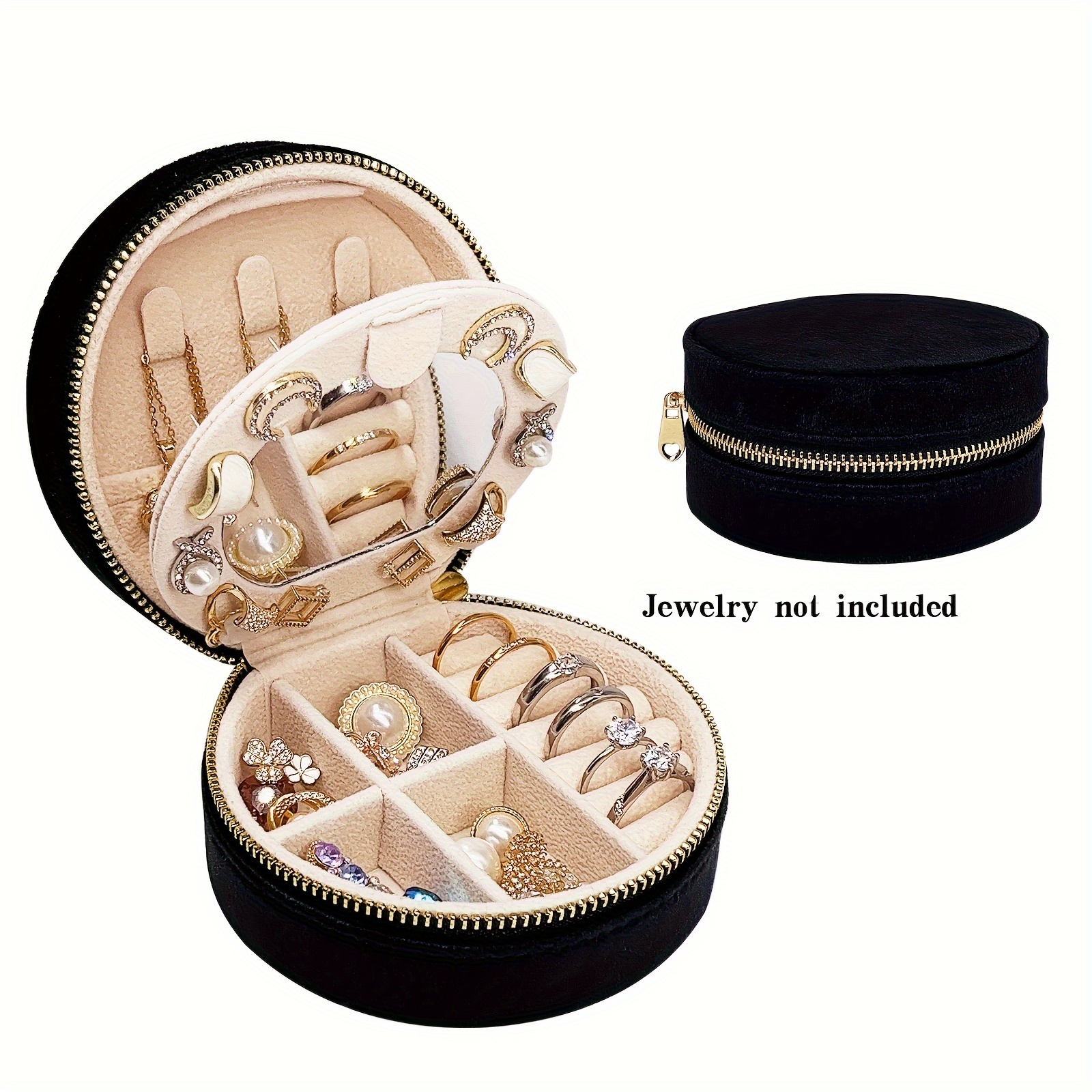 Small Jewelry Round Box Grids Travel Portable Jewelry Box - Temu Australia