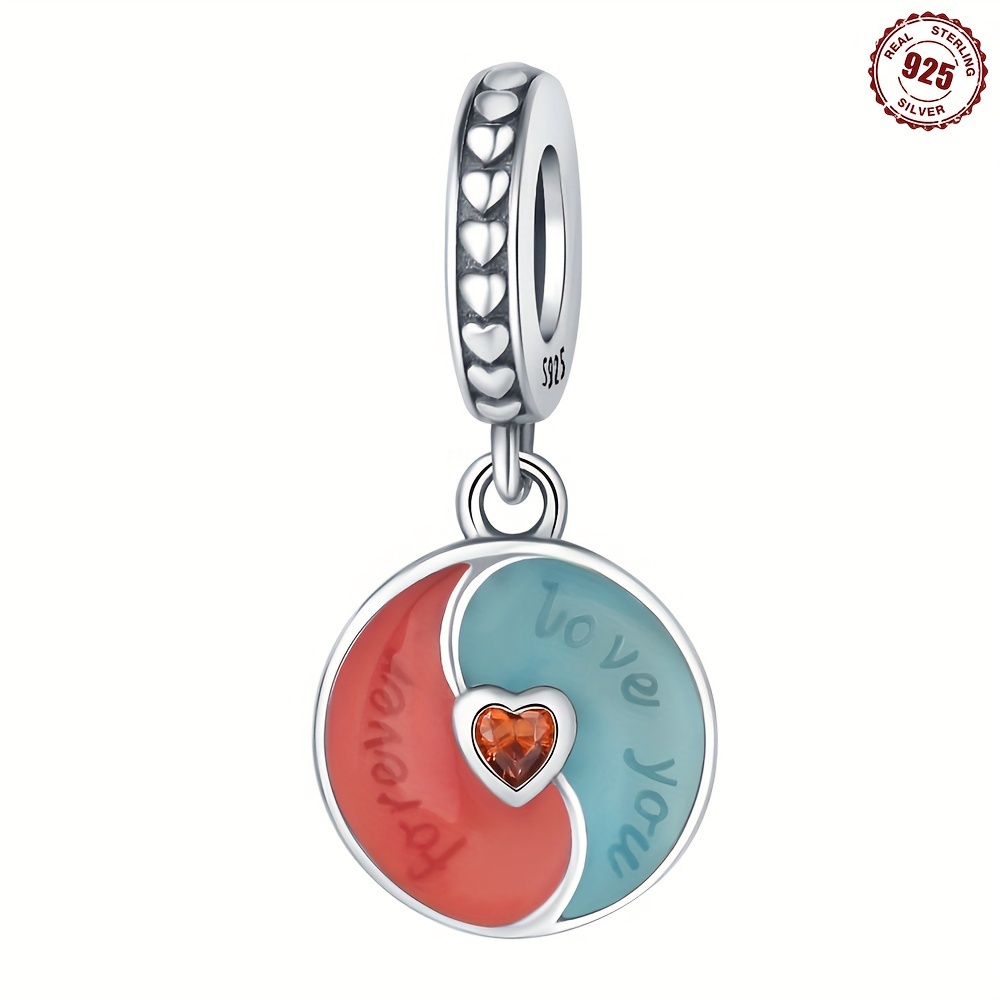925 Silver Love Heart Round Etc Shaped Charm Pendant Inlaid - Temu ...