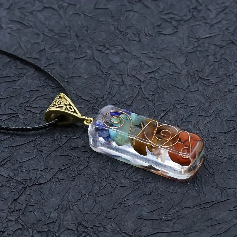 Resin Wrapped Colorful Natural Stone Pendant Black - Temu Ireland