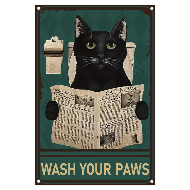 Tin Signs Funny Black Cat Vintage Metal Tin Signs Washing Temu Australia