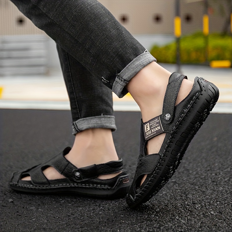 Mens Breathable Non Slip Sandals Leather Comfortable Casual - Temu ...