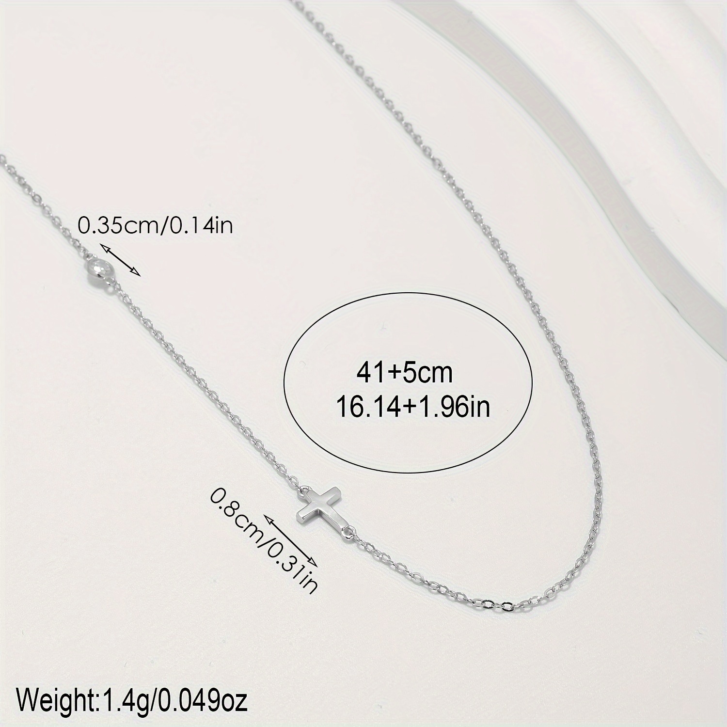 925 Sterling Silver Simple Personality Zircon Cross Chain - Temu United ...