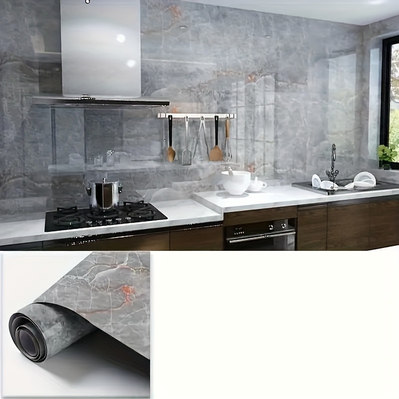 Kitchen Waterproof Oil Resistant Wall Stickers Marble - Temu