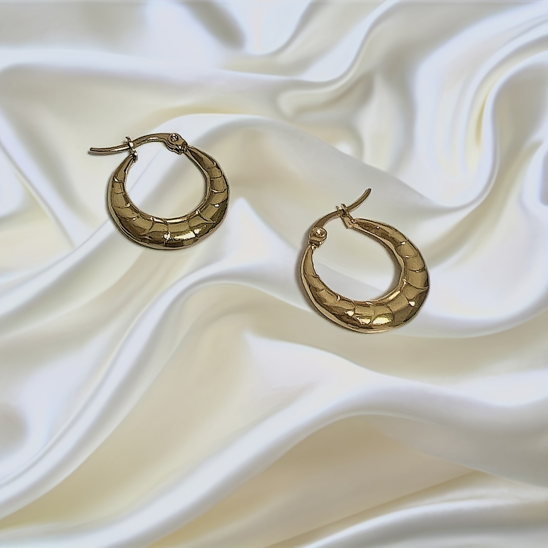 Retro Fashion Minimalist Golden Plated Stainless Steel Hoop - Temu Ireland