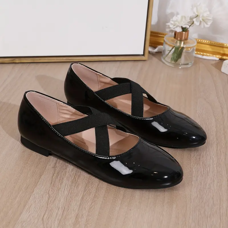 Womens Crisscross Band Flat Shoes Solid Sole Temu Canada