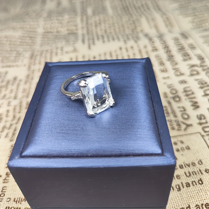 Oversized White Sparkling Square Ring, Wedding Engagement Ring Jewelry ...