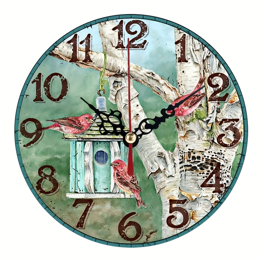 Vintage Bird Flower Wall Clocks Silent Non ticking Quiet - Temu Australia