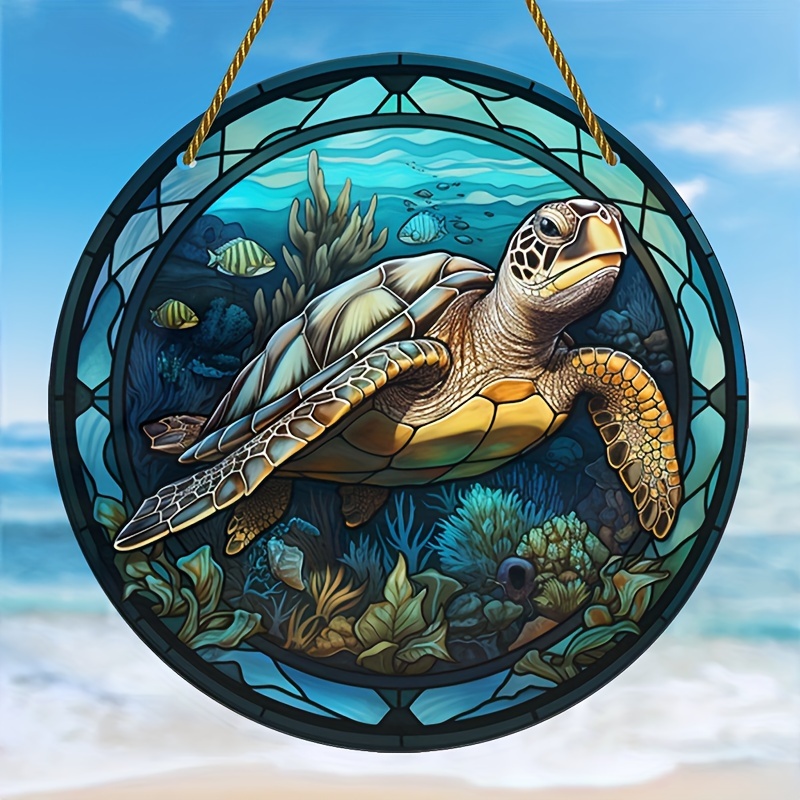Turtle Sun Catcher Stained Window Hanging Sun Catcher Round - Temu Ireland