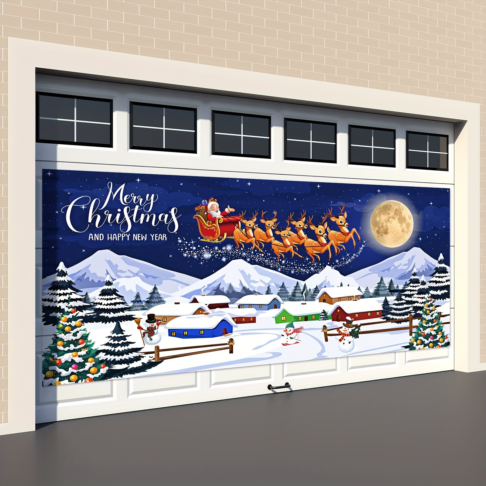 Christmas Reindeer Garage Door Banner Cover Grommets - Temu New Zealand