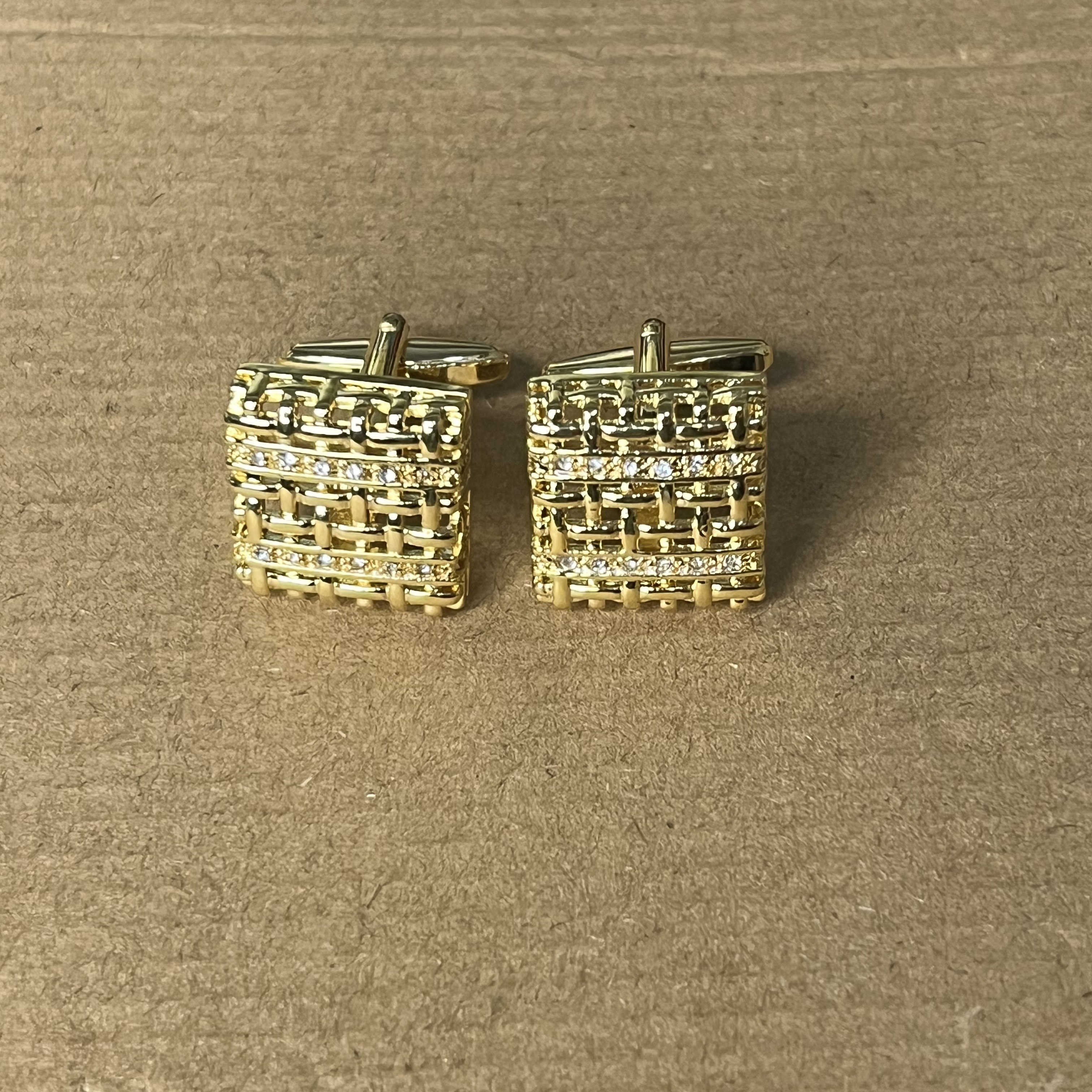 A Pair Men's Golden Square Fashion Cufflinks Shirt - Temu Ireland