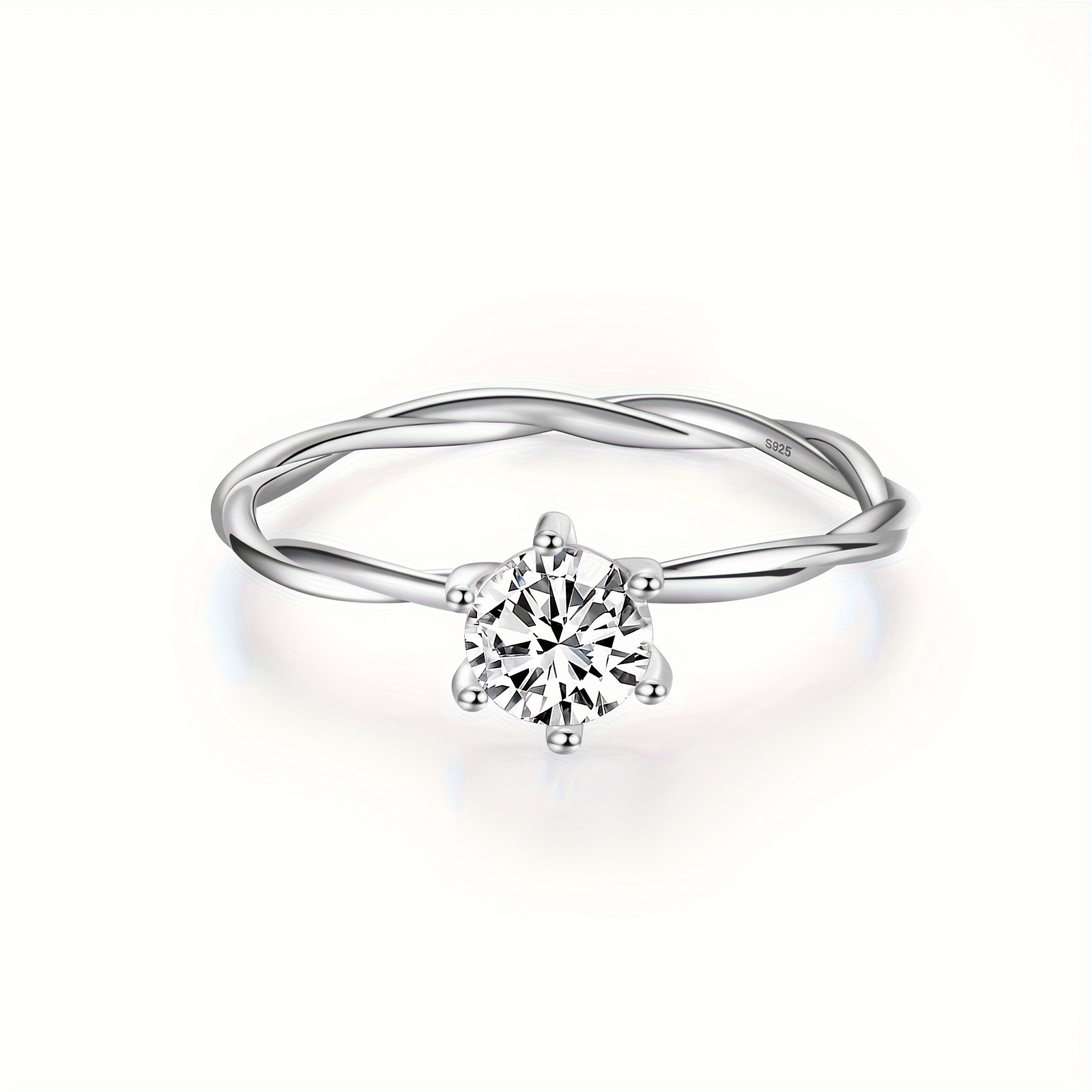 S925 Silver Vine Six claw Cubic Zirconia Finger Ring Fashion - Temu ...